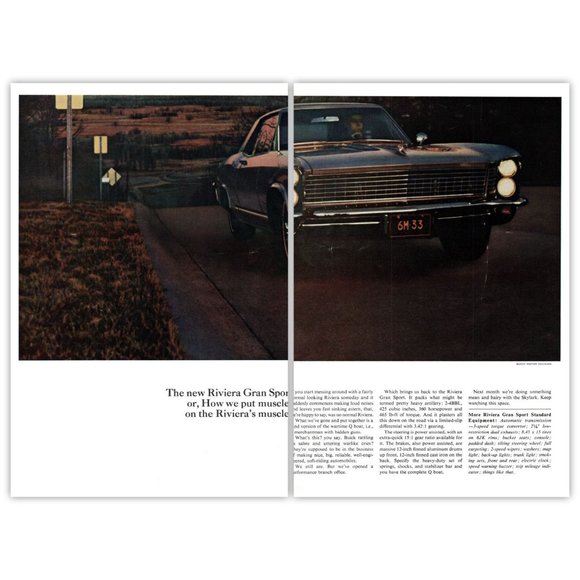 Buick | Art | 965 Buick Riviera Gran Sport Coupe 2 Page Color Vintage ...